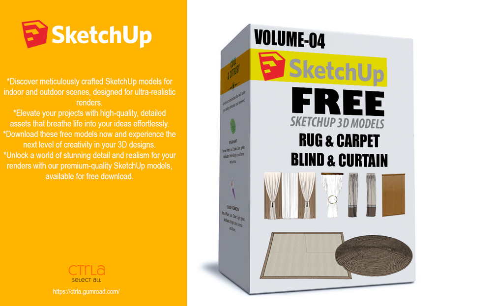 Vol-04 Rug_Carpet and blinds_Curtain_Sketchup 3D Models