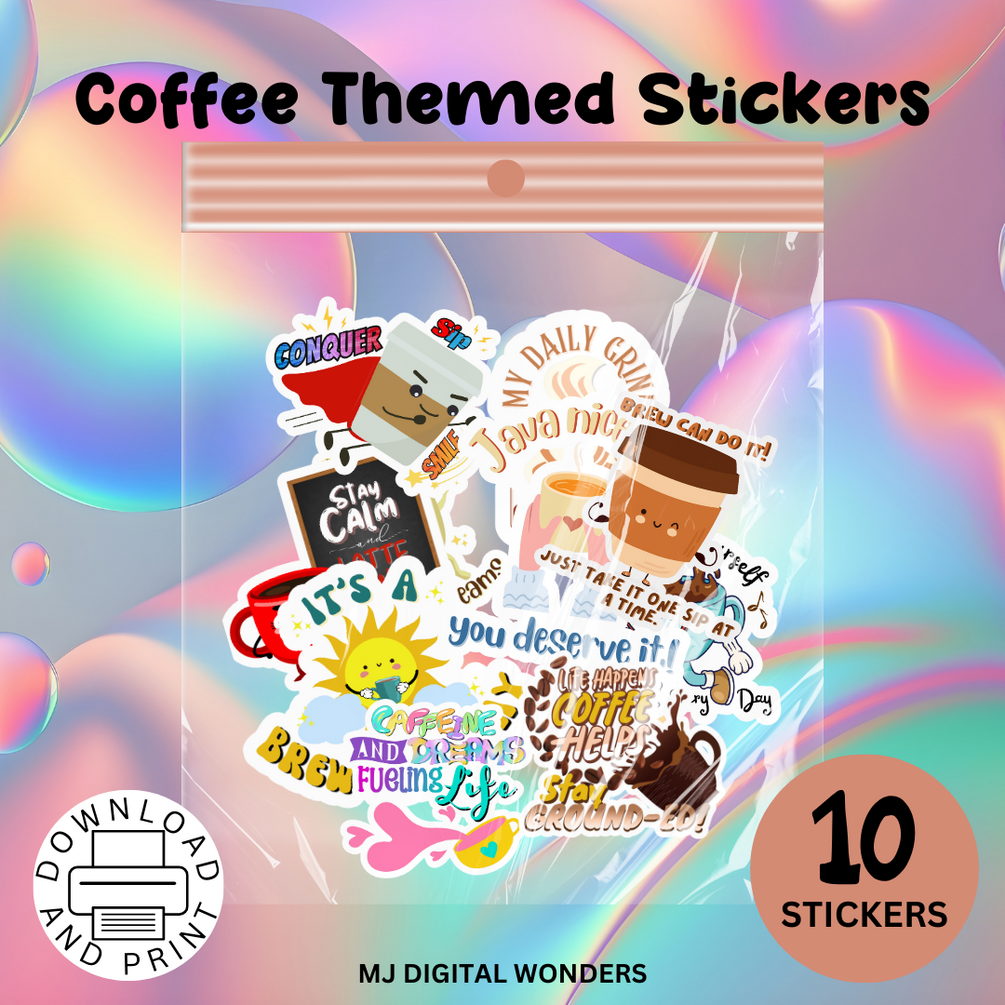 Coffee Themed Stickers / Printable Stickers
