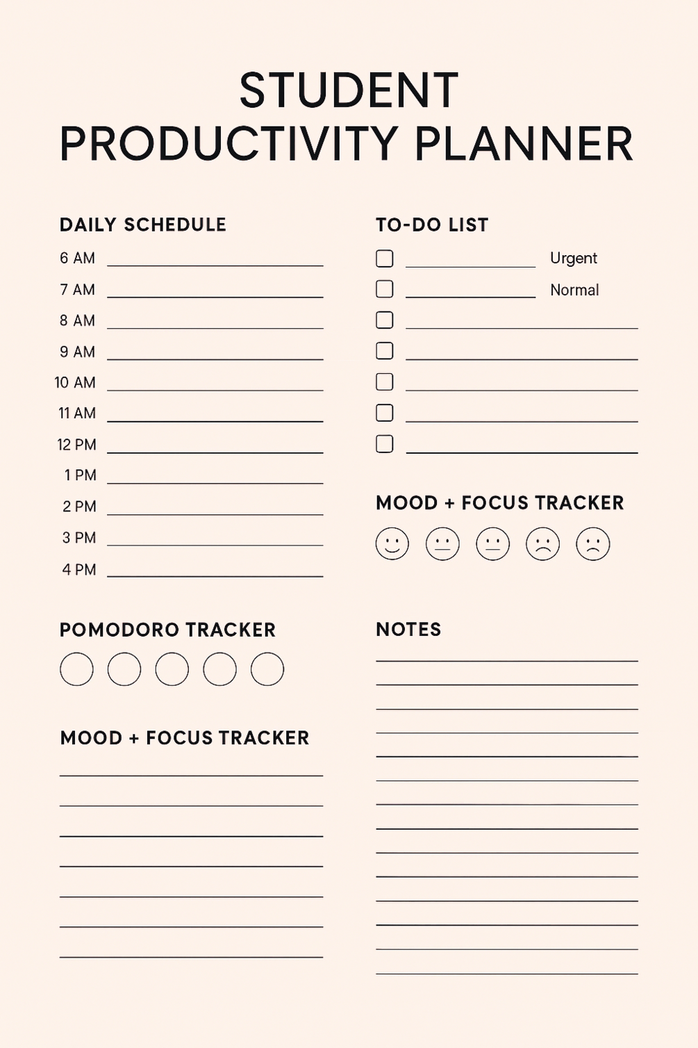 Student Daily Productivity Planner (A4 Printable)