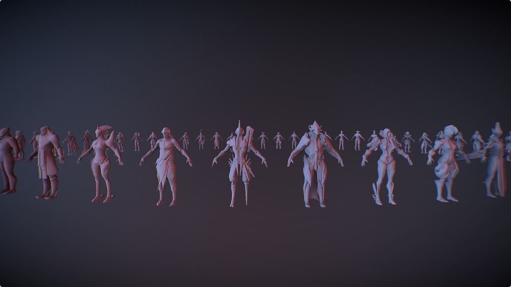 (FREE PRODUCT) 52 Monsters Base Meshes Pack 3D Model