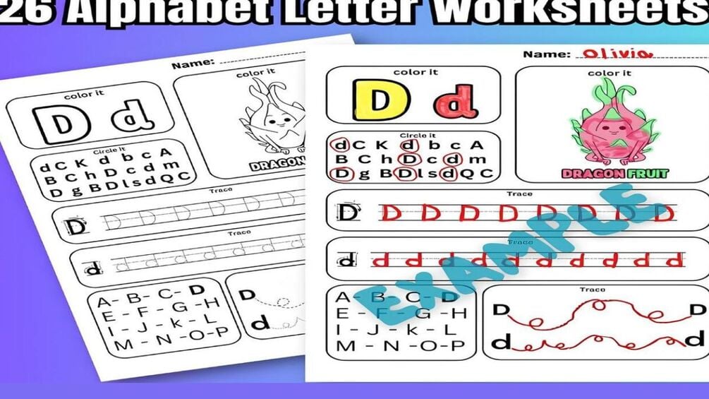 26 Alphabet Worksheets, Upper & lowercase, Preschool, kindergarten