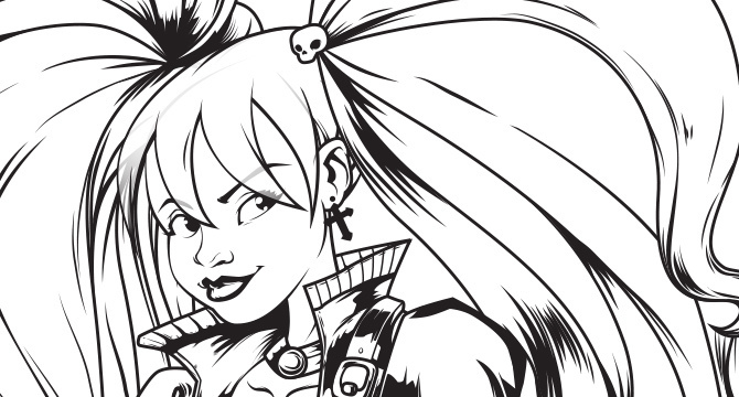 Goth Girl Line Art Vector