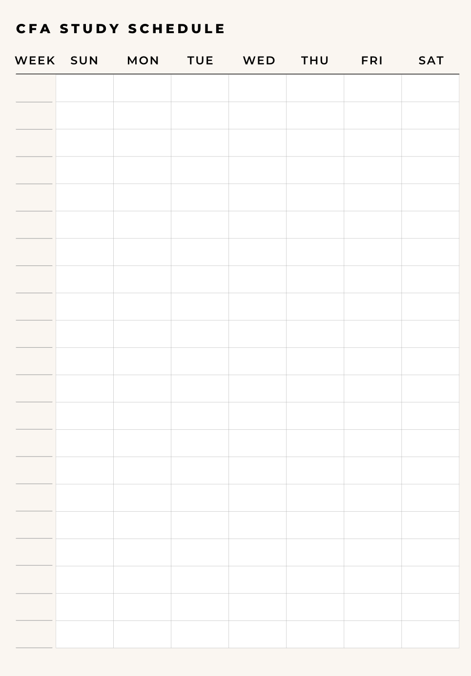 Free CFA Study Schedule
