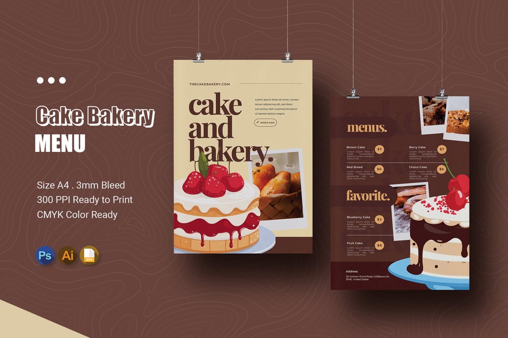 Cake Bakery Menu