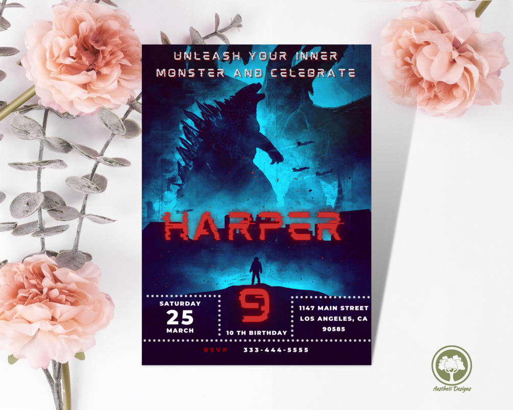 Godzilla Birthday Invitation Template