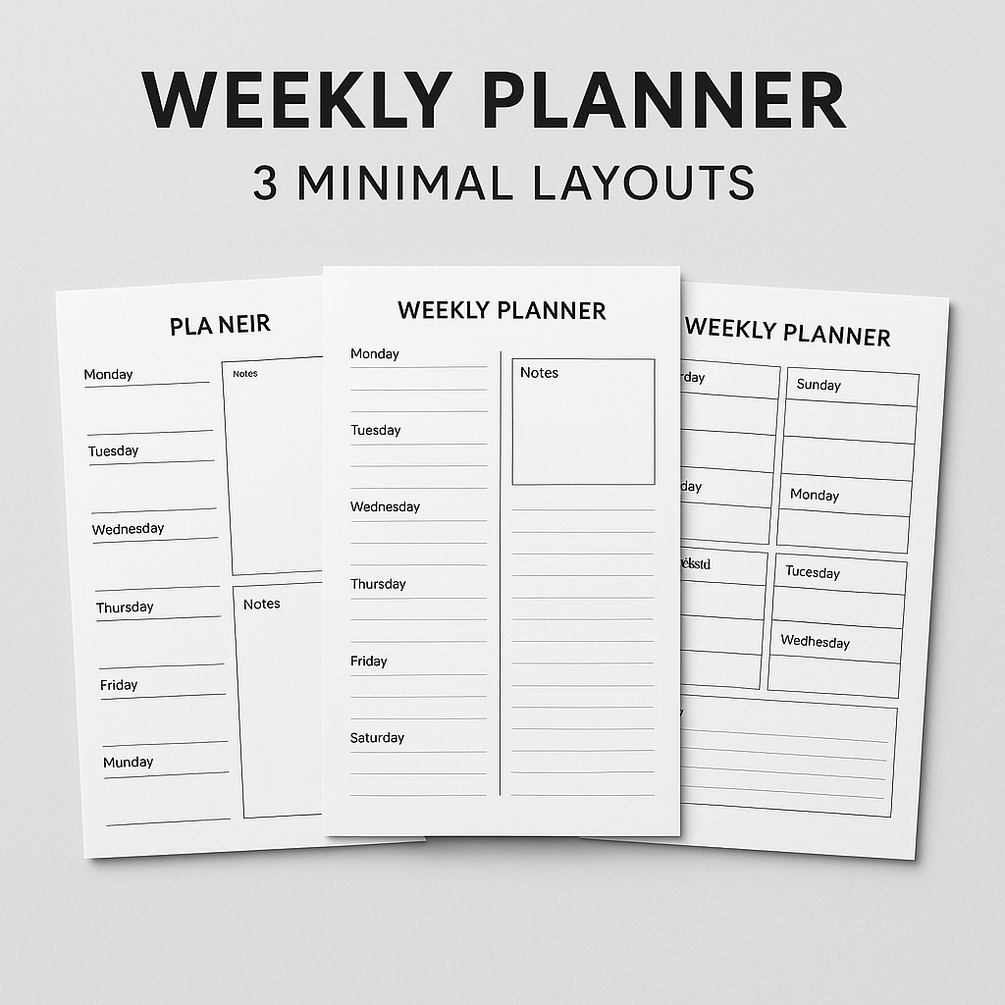 Weekly Planner | 3 Minimal Layouts (Printable PDF)