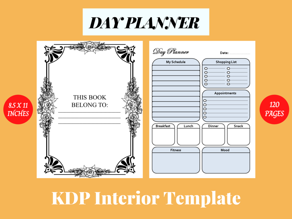 Day Planner KDP Interior Template - 120 Pages