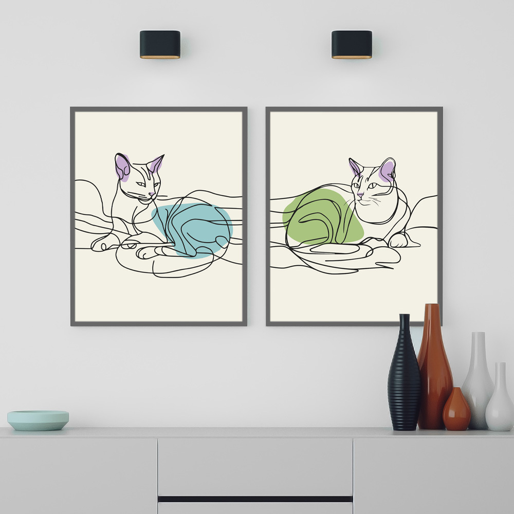 Kit with 2 Digital Arts - Frame "Cat Lines" A3