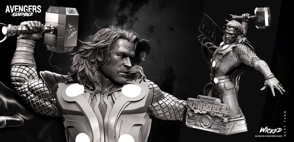Wicked Thor Bust (Avengers Diorama): Tested and ready for 3d printing