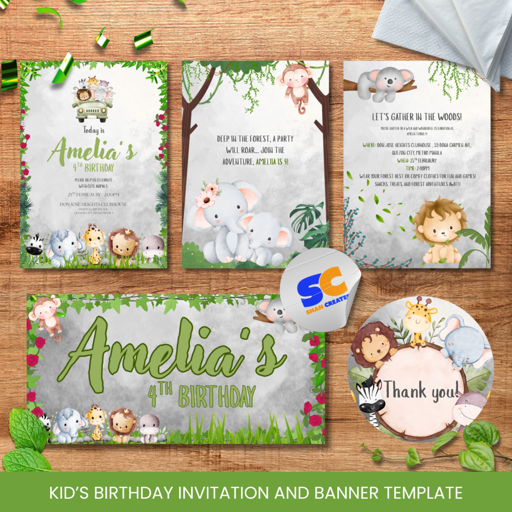 Forest Friends Birthday Invitation Template | Editable