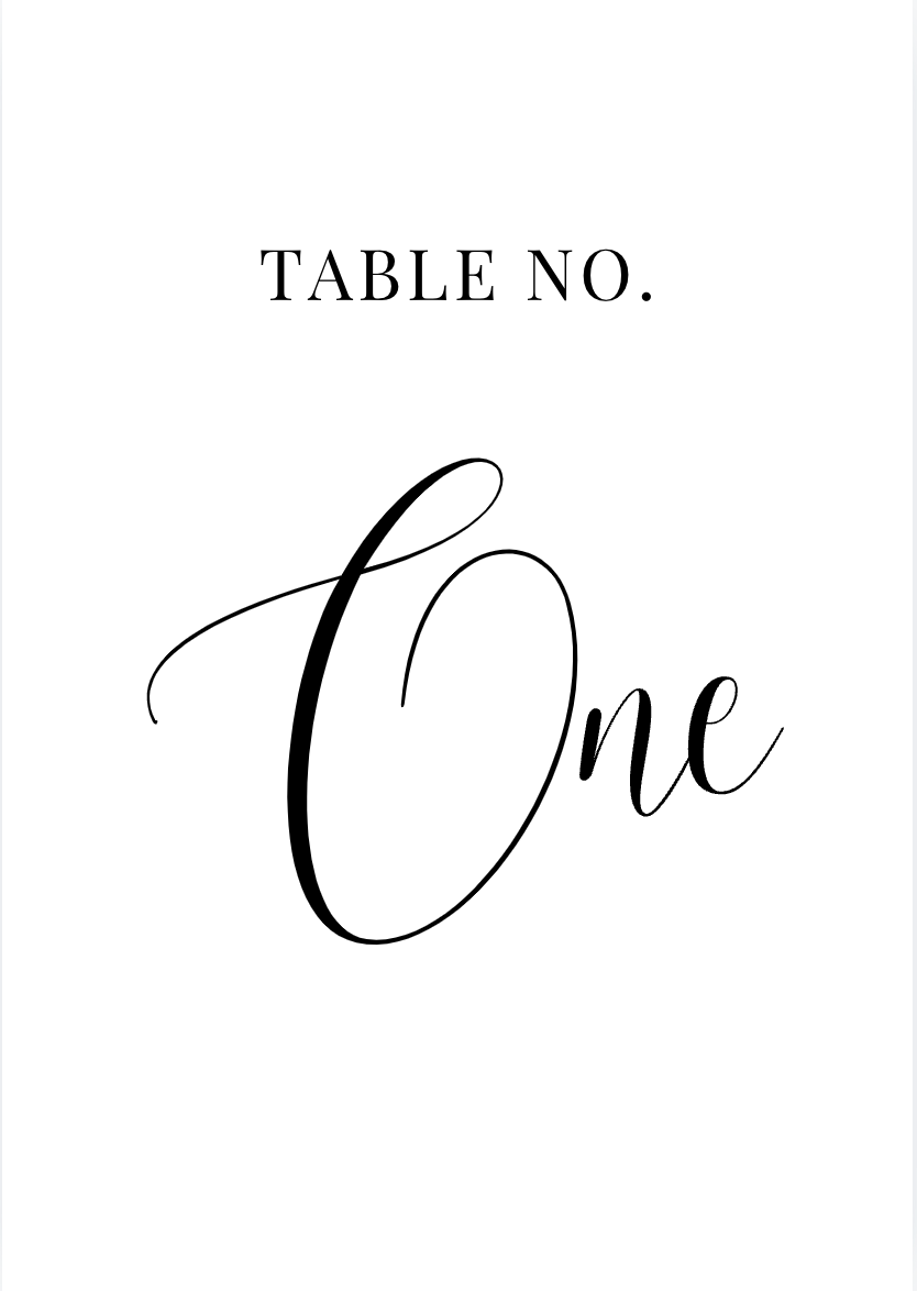 Classic Elegance Table Numbers – Black & White Collection