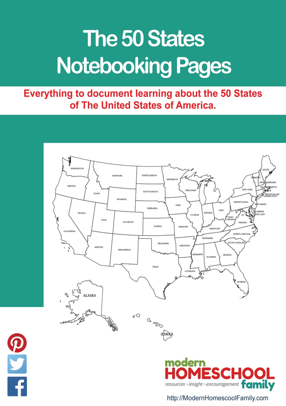 50 States Notebooking Unit - Coloring Book Style