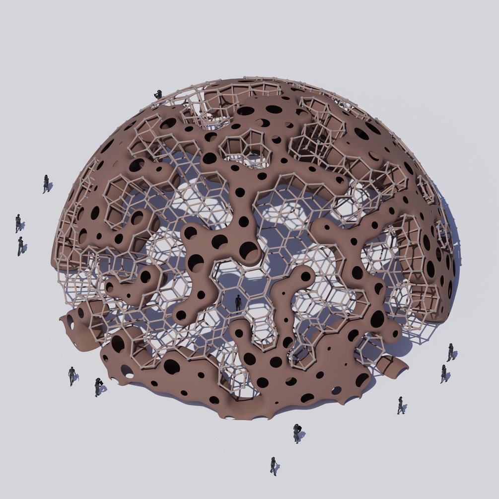 Hexagon Dome Pavilion Blender3D Geometry Nodes