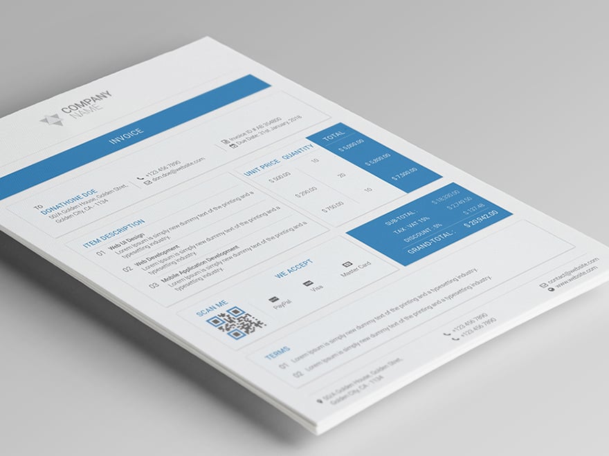 Paper Material Design Style Company Invoice Template
