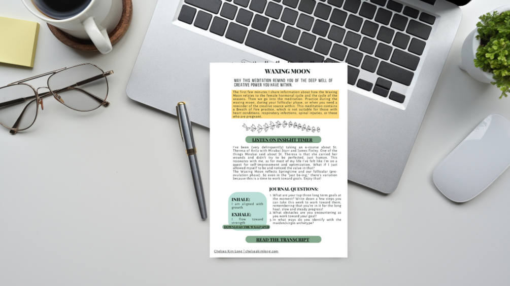 Waxing Moon Meditation Worksheet