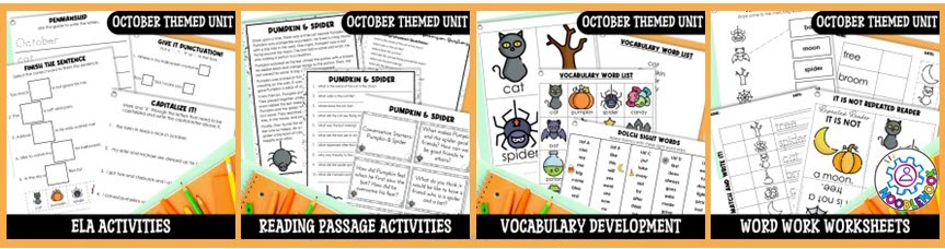 October Themed Monthly Unit & Task Cards for Early Elementary & Special ...