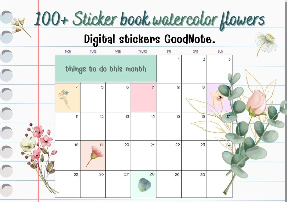 Sticker book_ watercolor flowers 1