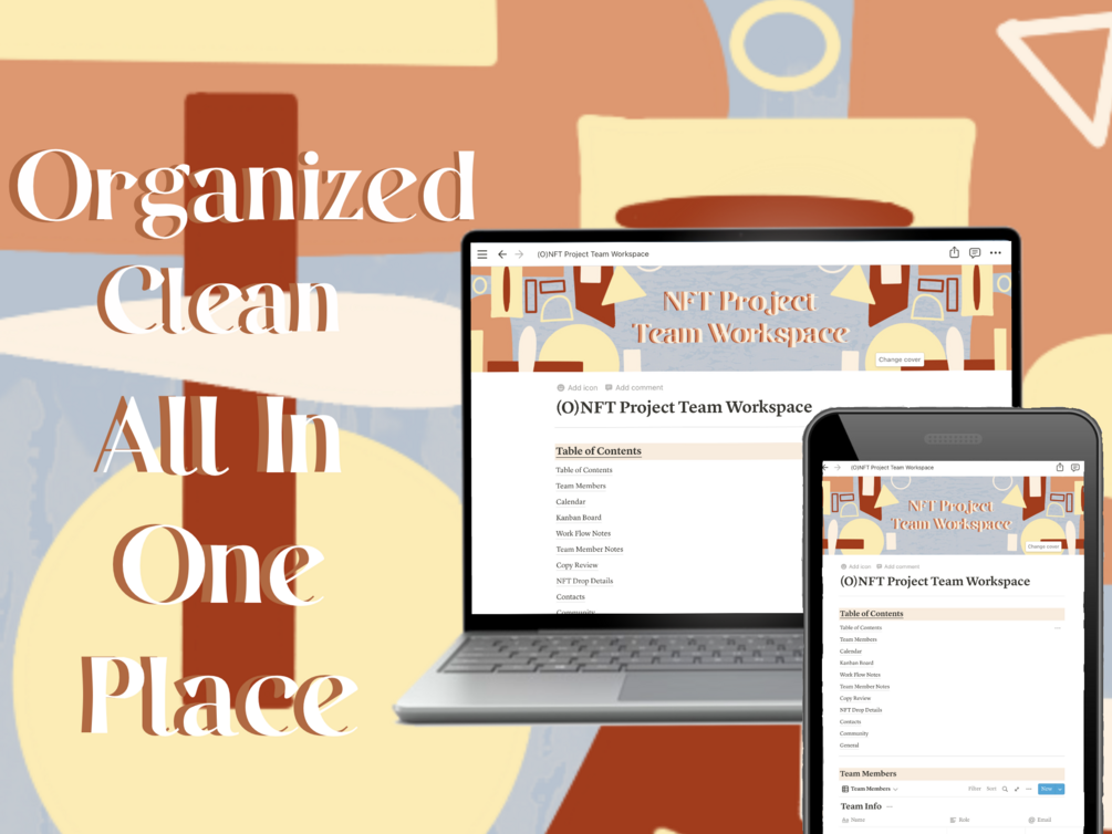 NFT Project Team Workspace Notion Template | Orange Theme