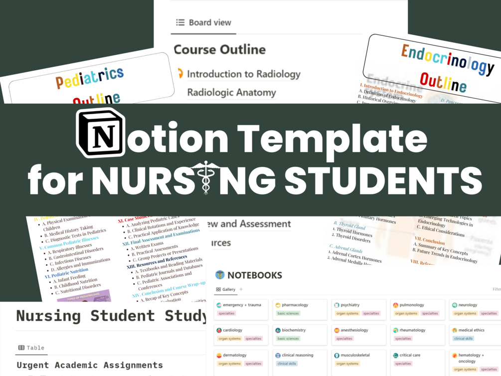 Nursing School Students Notion Template Notes Success Bundle ...