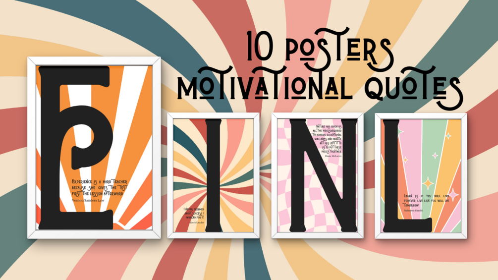 10 Motivational Quotes POSTERS - Retro style