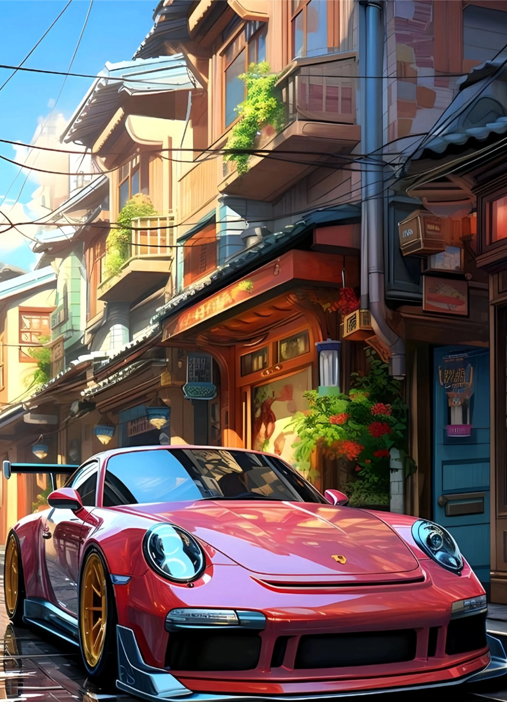 Wallpaper of porch boys and girl both car lovers can purchase this art