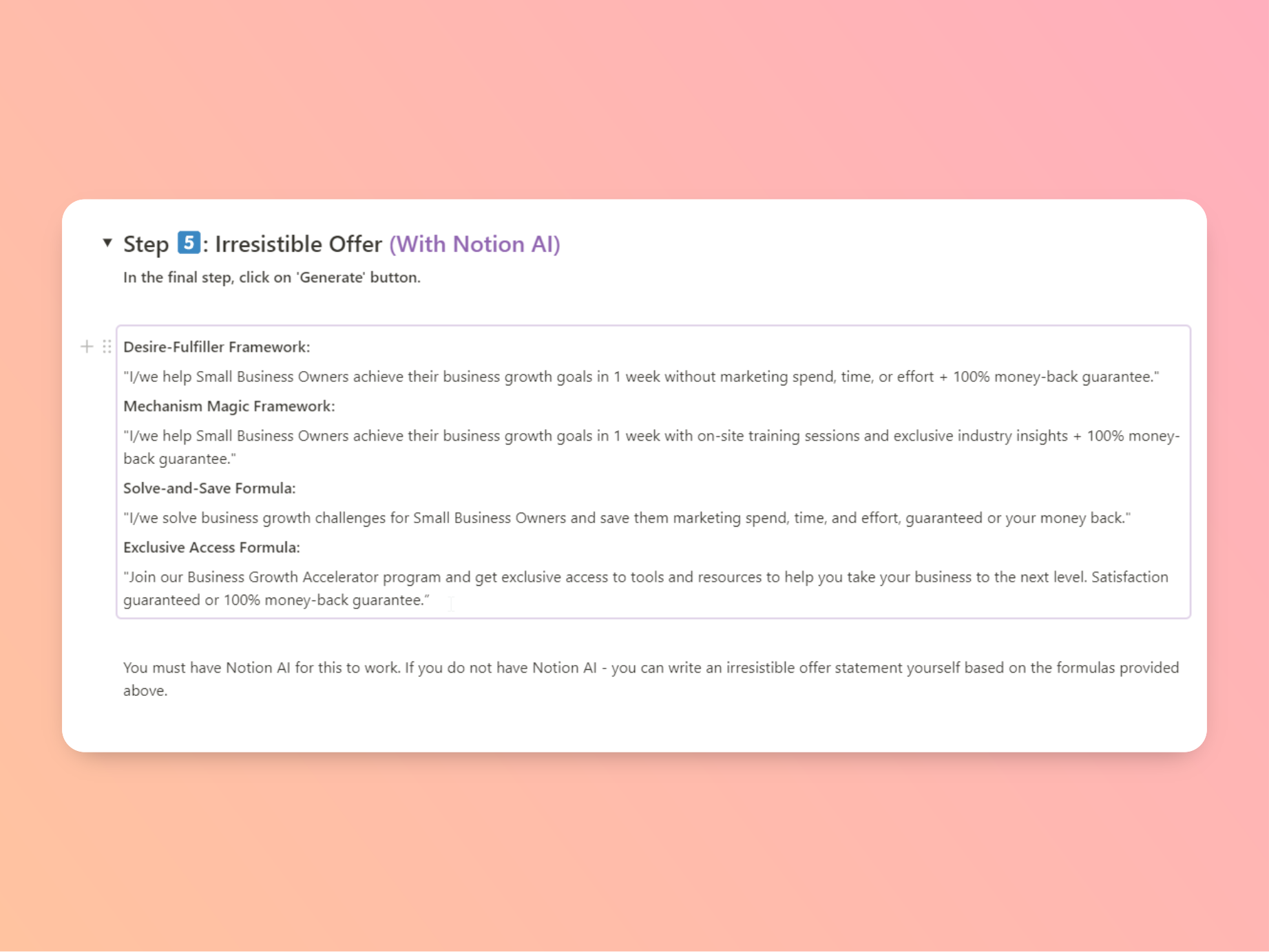 🎁 Craft Your Irresistible Offer with Notion AI