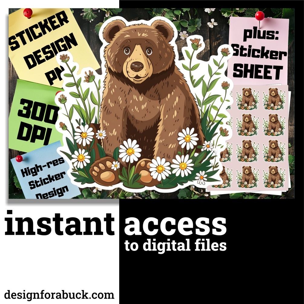 Speedy Get: Whimsical Bear Sticker Design Assortment in PNG Format for ...