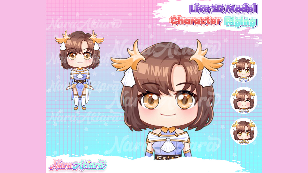Vtuber Model and Rigging Chibi Girl Celestial Blue Premade, Live2d ...