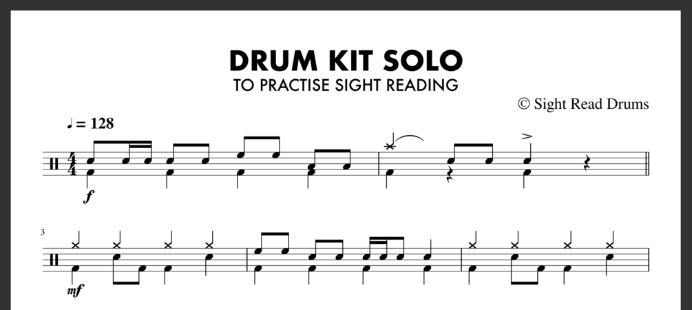 Drum Kit Solo To Practise Sight Reading