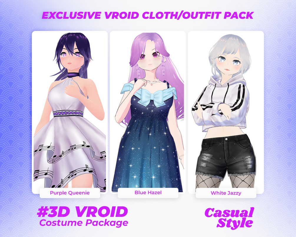 Ultimate Fashion VRoid Girl's Casual Outfit Package - VRoid Clothing ...