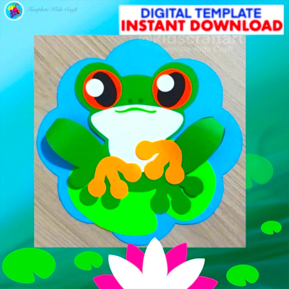 Printable Frog Craft for Kids Diy Spring Summer Pond Water Wetland ...