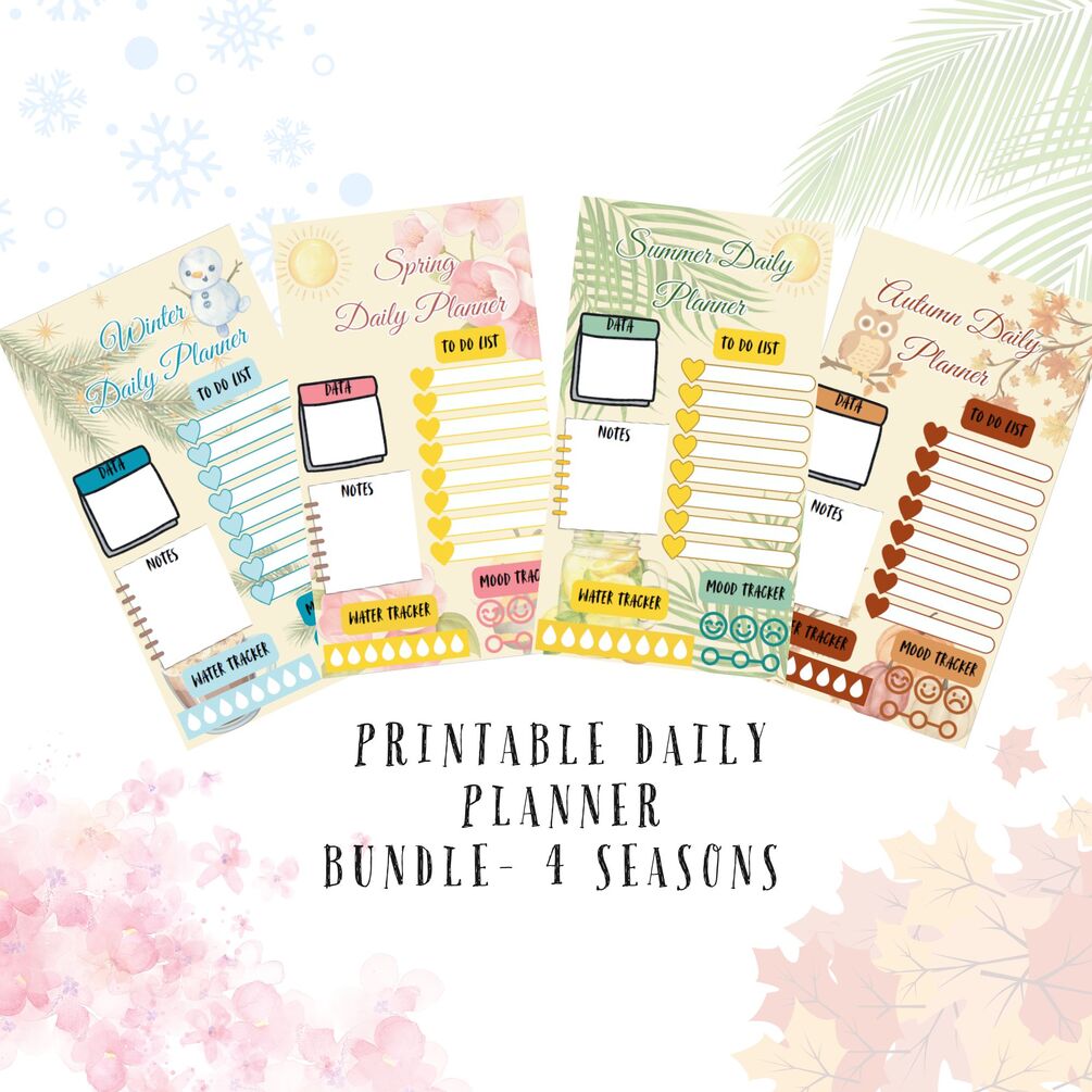 Seasonal Daily Planner Bundle – 4 Printable Planners for Winter, Spring ...