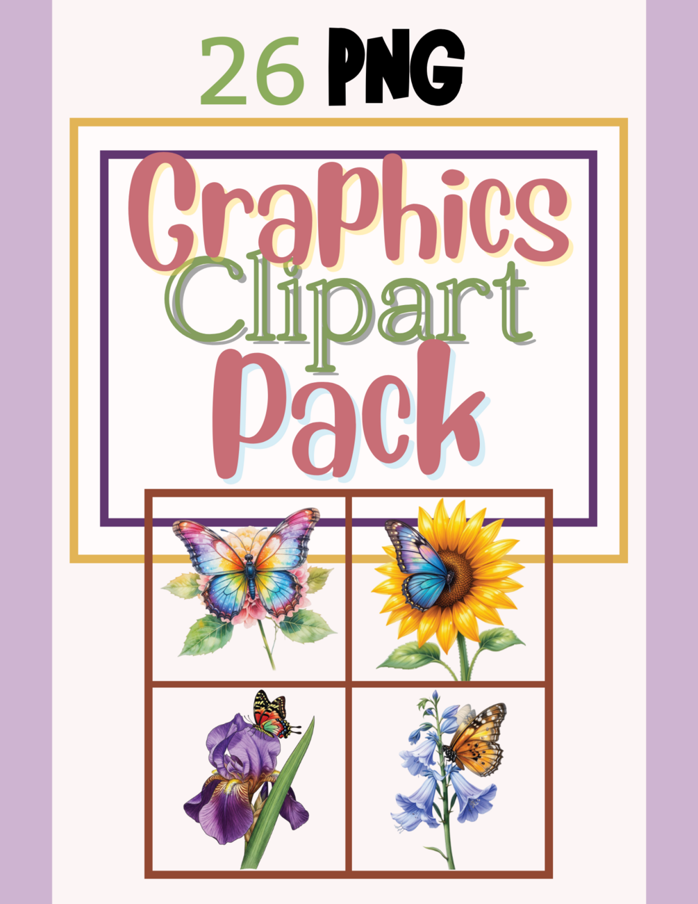 Vintage Spring Butterfly Clipart Graphics Set