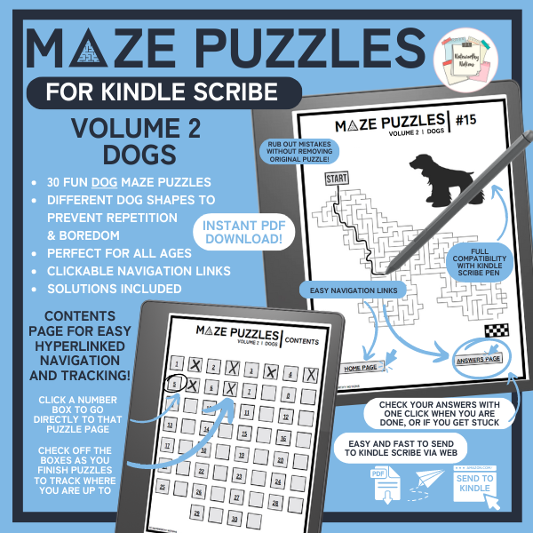 Kindle Scribe Sudoku Puzzle Book | Volume 2 Book 1 - Dog Maze Games ...