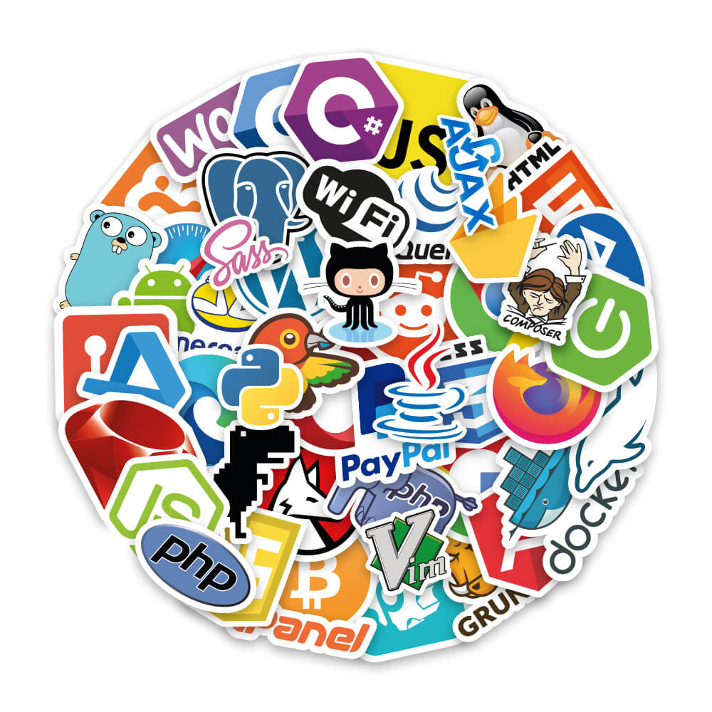Pack de 50 stickers para programadores