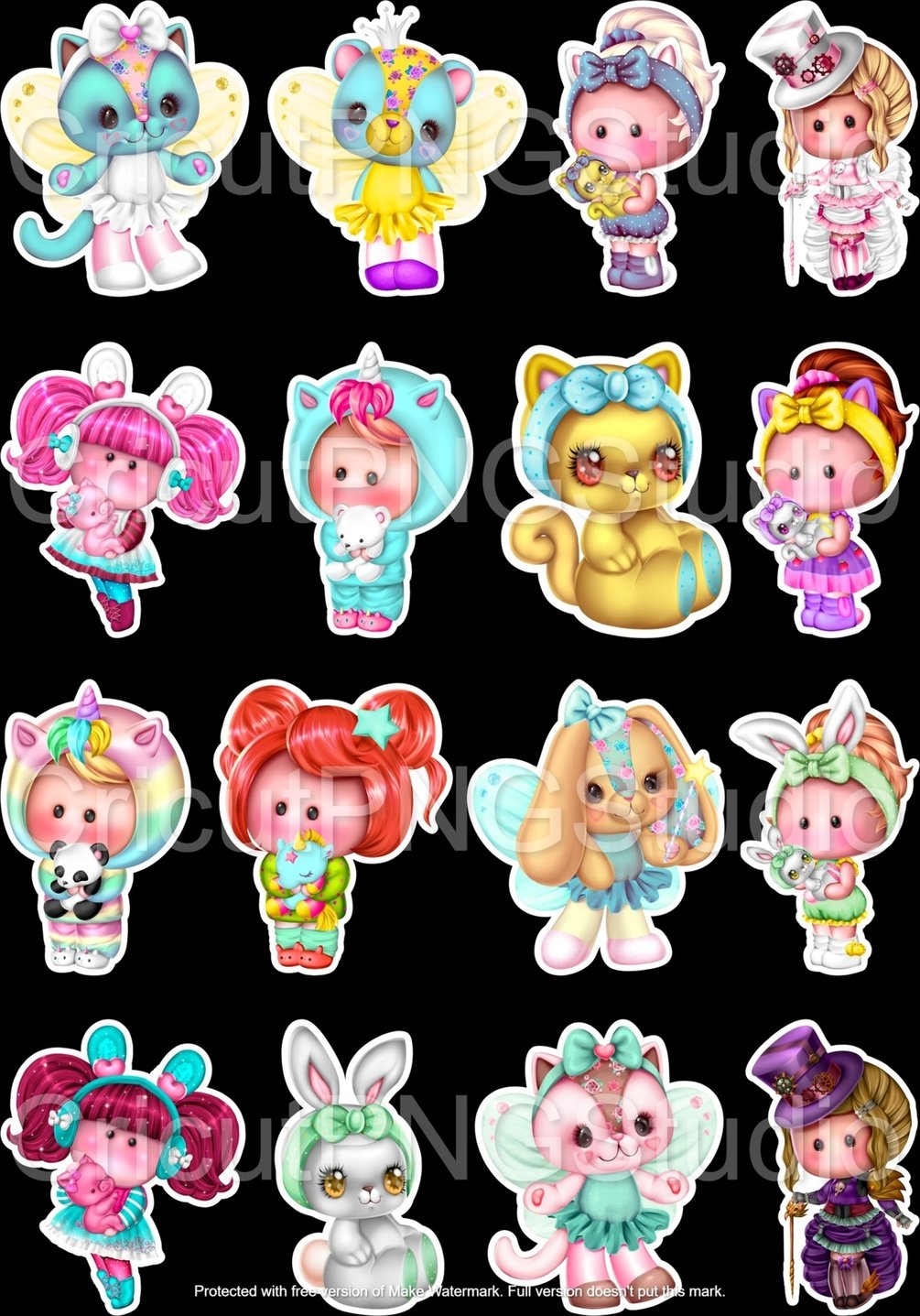 Cute Girls PNG file for Sticker Making 2