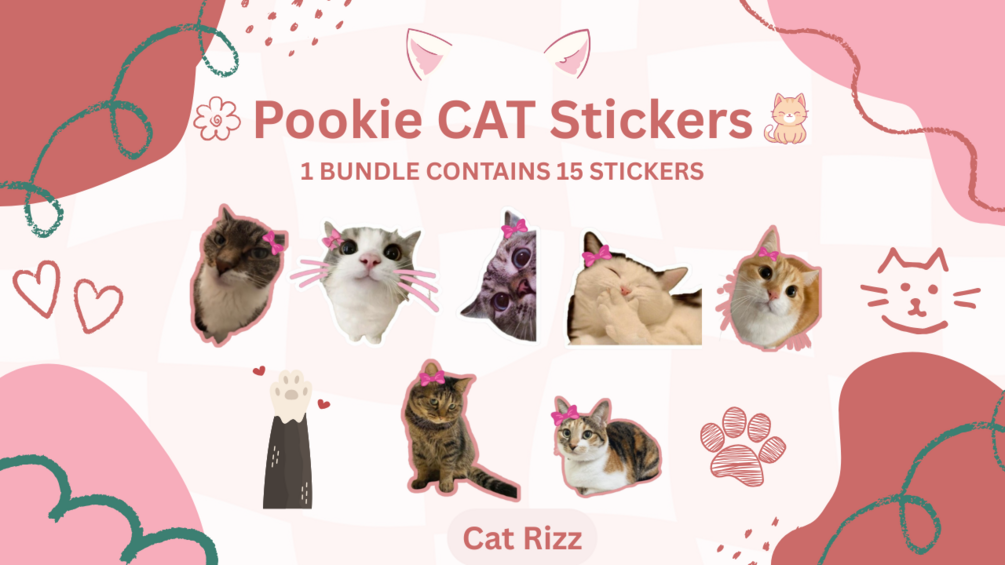 Pookie Cat Rizz Stickers Bundle
