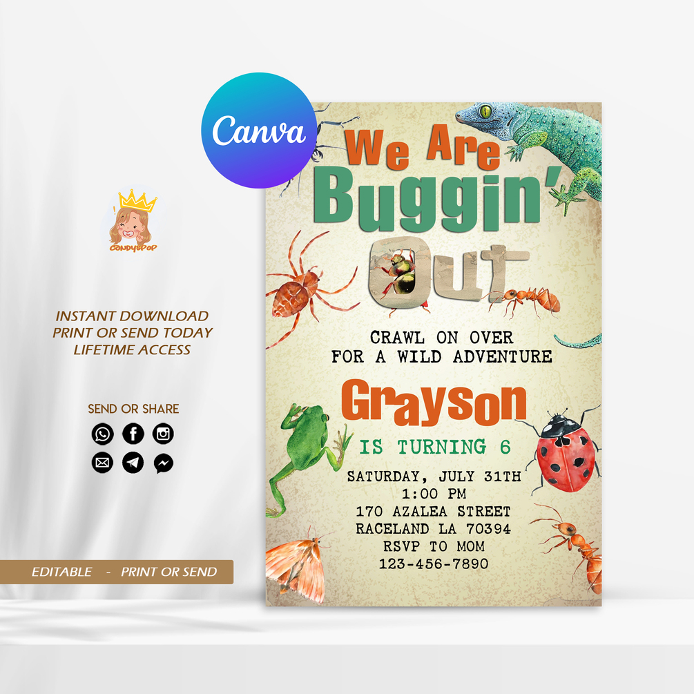Personalized Insect Birthday Party Invitation | Editable Instant ...