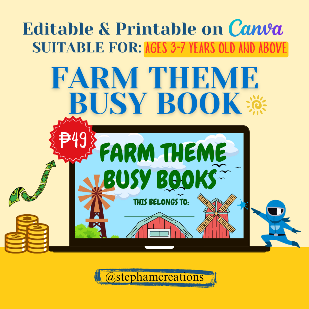 FARM THEME BUSY BOOK FOR KIDS AGED 3-7 YEARS OLD