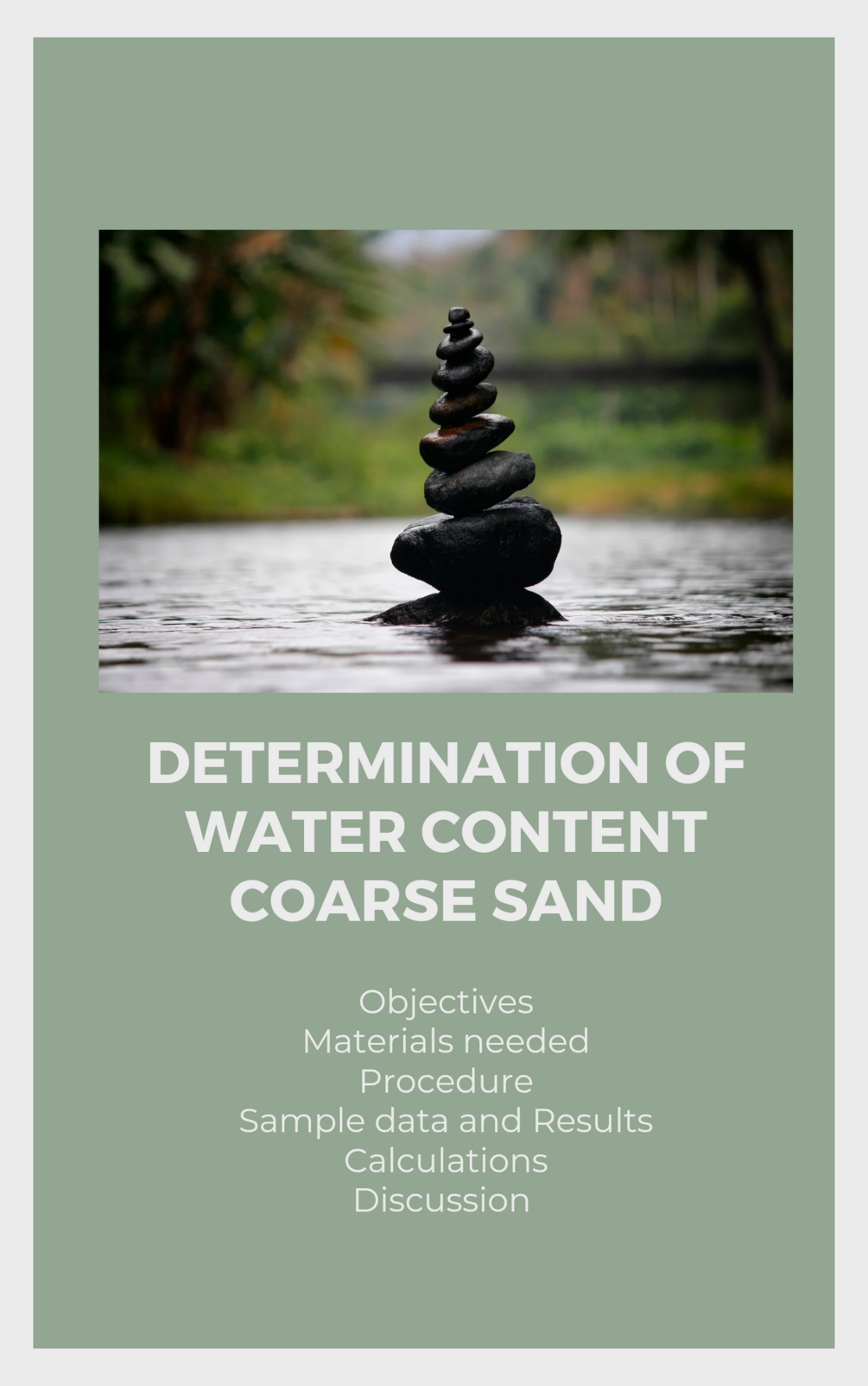 Determination of Water content Coarse Aggregates Laboratory Report