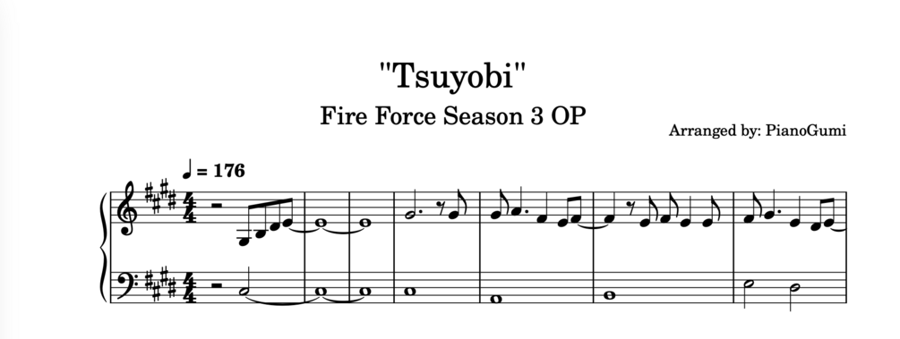 Fire Force Season 3 OP - "Tsuyobi" - EASY Piano Sheet Music
