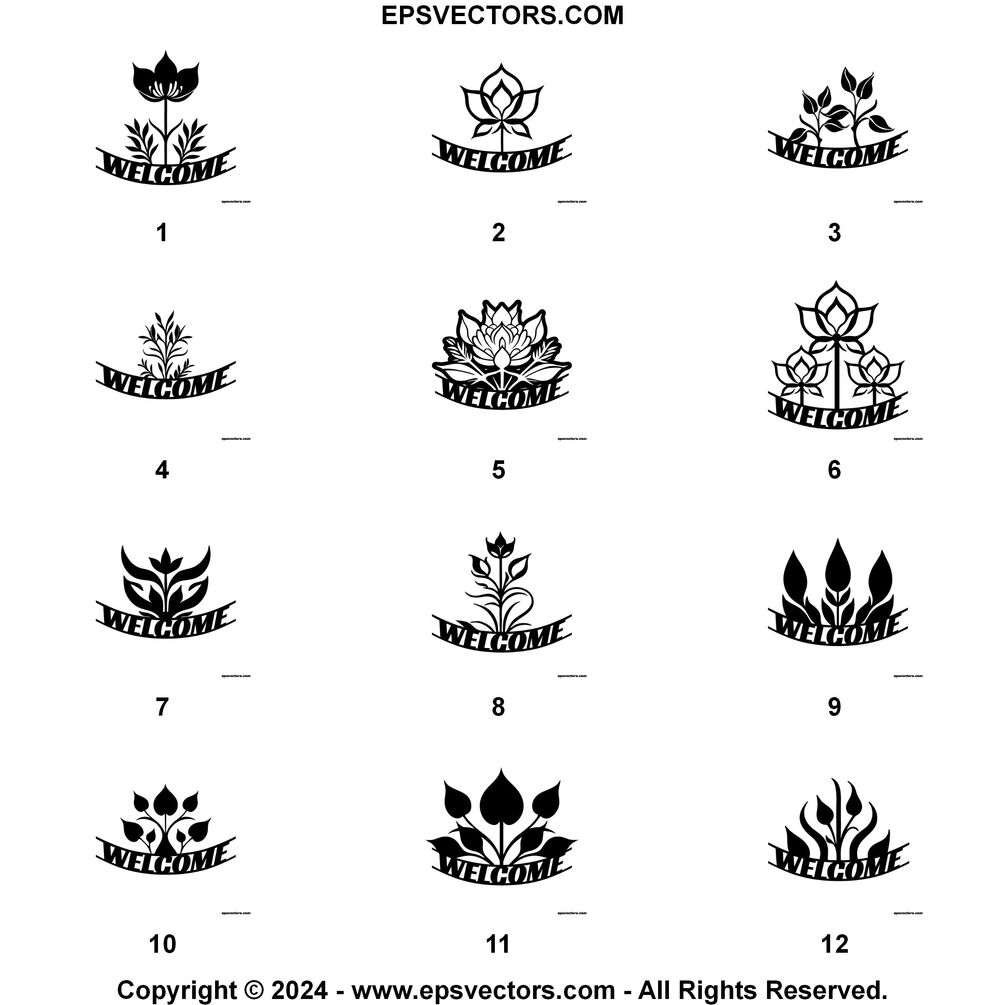 Abstract Welcome Designs for Plasma CNC Sign Cutouts