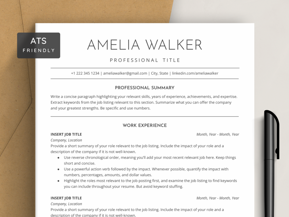 Modern ATS-Friendly Resume Template for Google Docs and Word