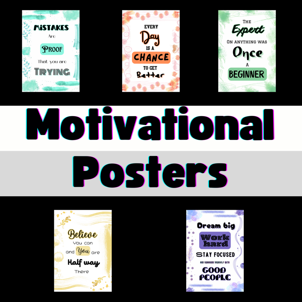 Motivational classroom posters- wall decor - Watercolour