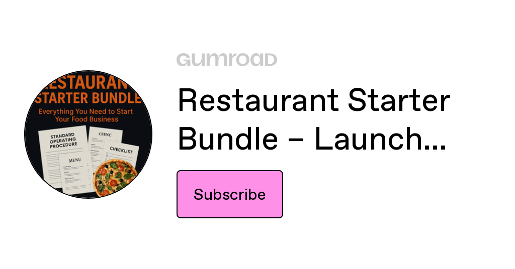 Restaurant Starter Bundle – Launch Your Own Food Business