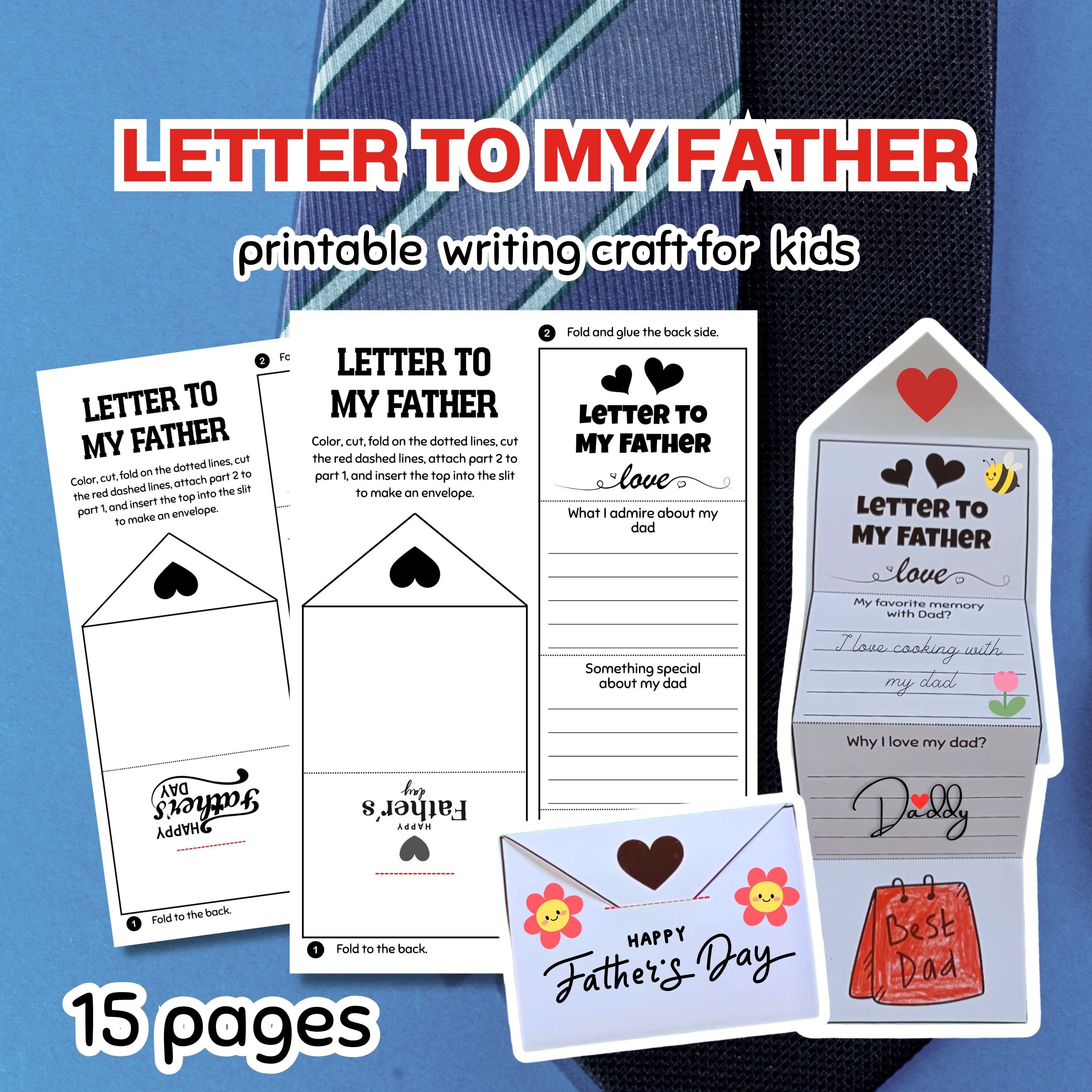 Letter to My Father, Writing Craft Template for Kids, Father's Day Activity