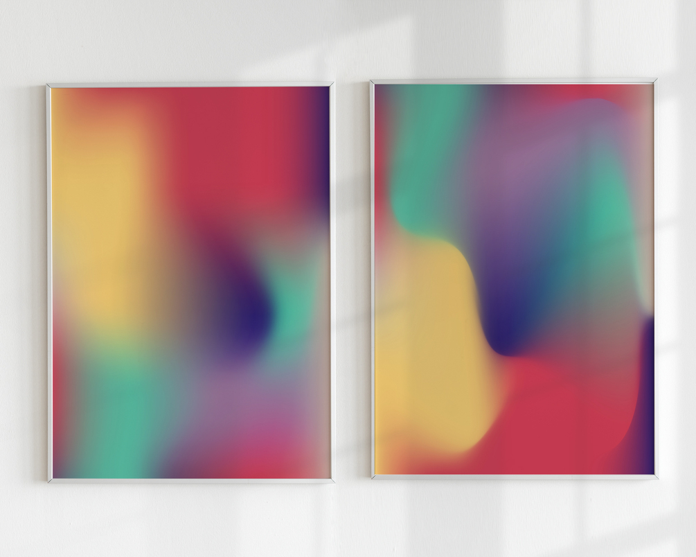 Gradient Wall Art Set of Two, Unique Birthday Gift Idea, Aura Gradient ...