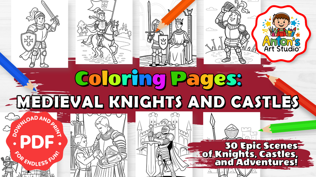Coloring Pages: Medieval Knights and Castles | 30 Epic Pages for Young ...