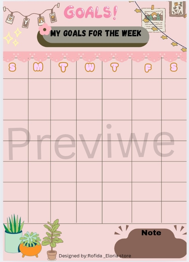 Weekly goals tracker(weekly planner)
