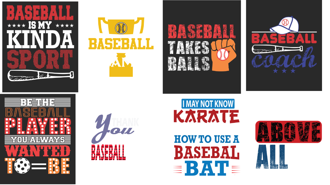50 Editable Baseball T-Shirt Designs Bundle